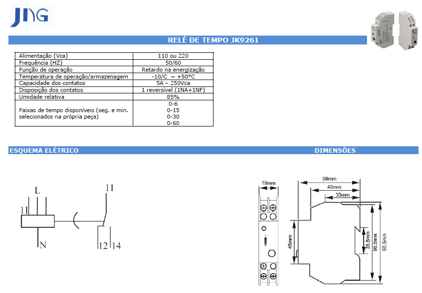 JBV - Equipamentos Industriais - Relé de Tempo JNG JK9261